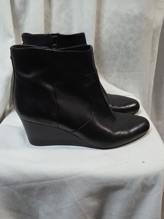 Cole Haan | Shoes | Cole Haan Black Leather Wedge Ankle Booties | Poshmark